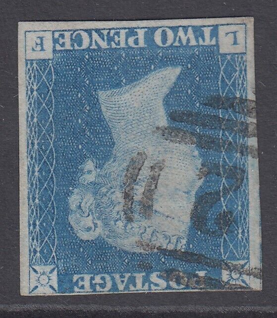 SG 6 1840 2d pale blue plate 1 lettered LF variety inverted watermark ...