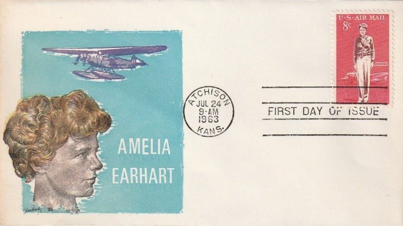 1963 Amelia Earhart Sc# C68 FDC | United States, Air Mail Stamp / HipStamp