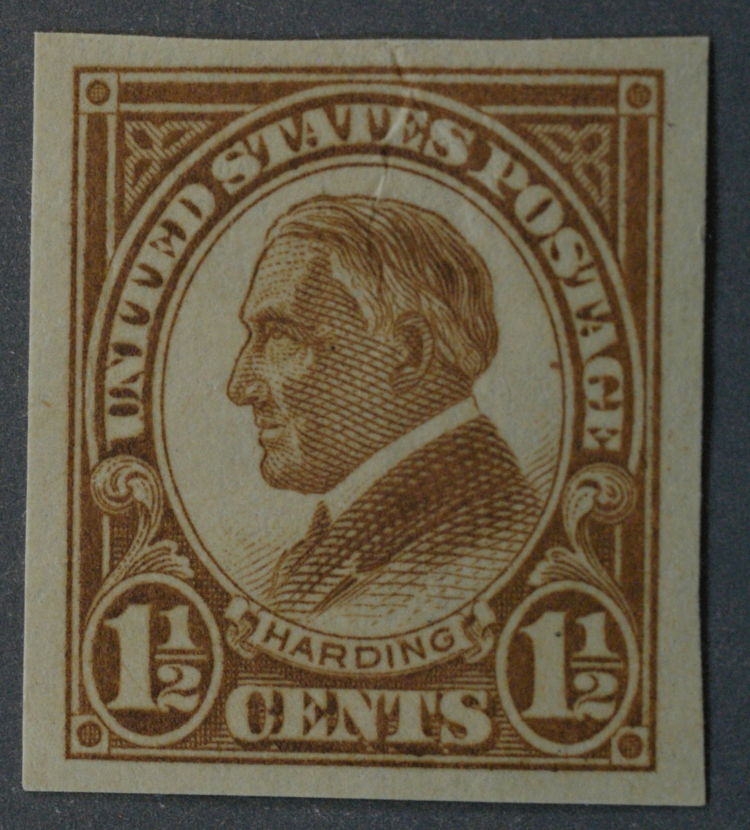 United States #631 1 1/2 Cent Harding Imperforate Good Margins OG ...