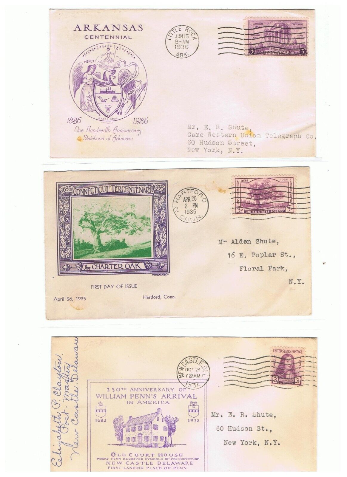 Lo t of 15 US First Day covers with glue stains on reverse selling as ...