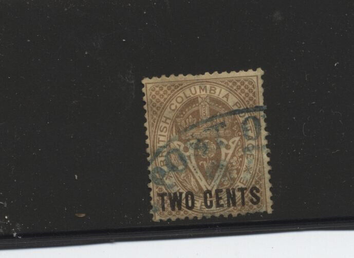 British Columbia #8 1867 2c on 3p brown used hinge remnant [S.4631 ...