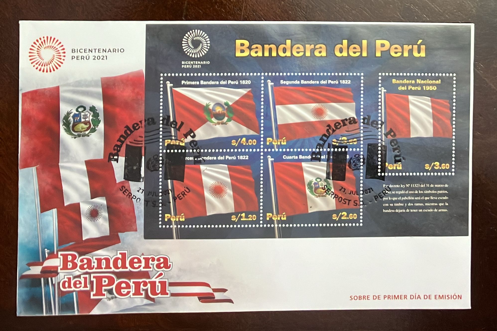 O) 2021 Peru, Flags of Peru - Evolution, FDC XF | Central & South ...