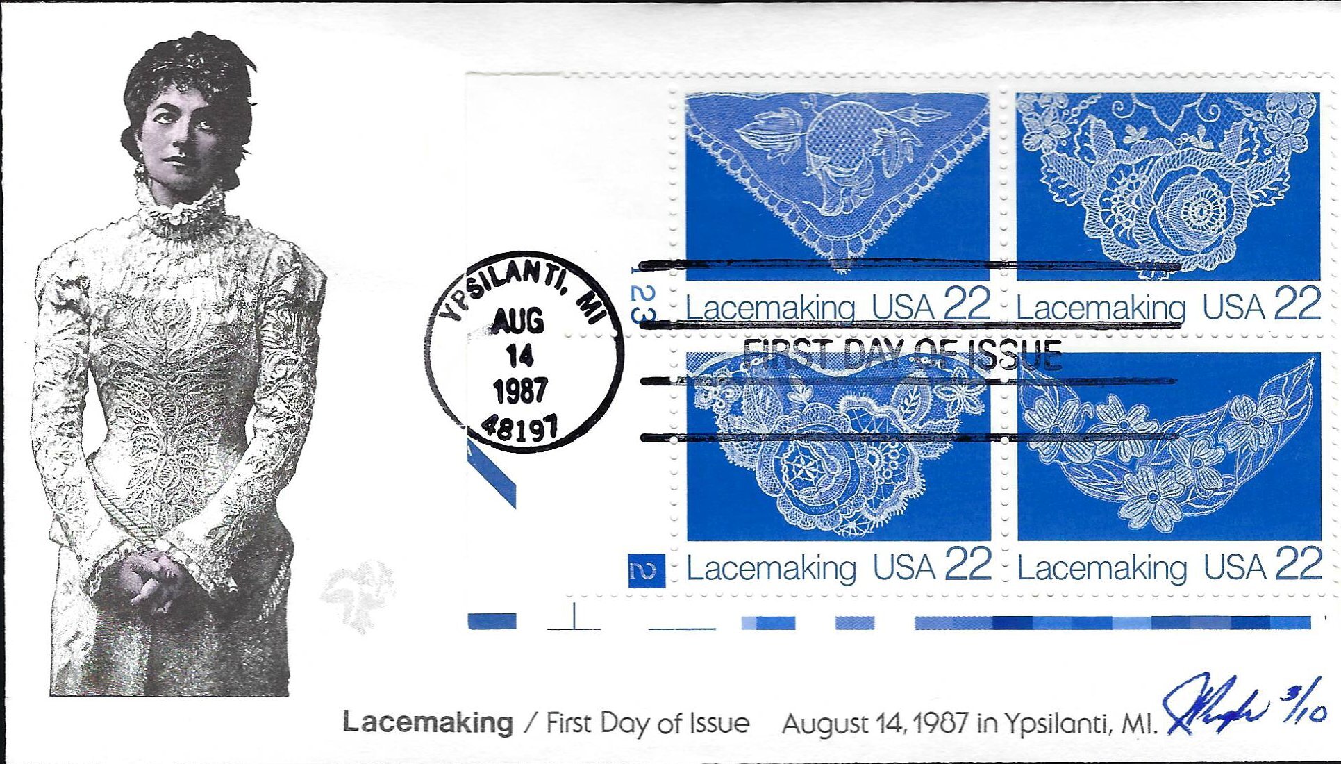 Pugh Designed Lacemaking w/ Plate Block Selvage...3 of Only 10 created ...