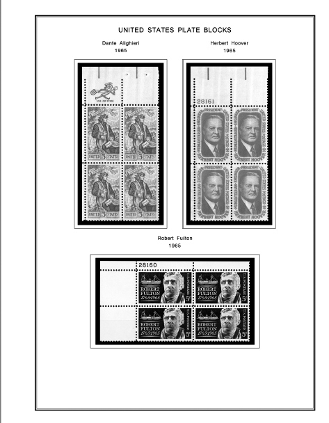 US 1960-1969 PLATE BLOCKS STAMP ALBUM PAGES (68 PDF b&w illustrated ...