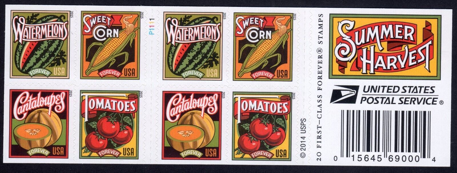 Scott #5007b (5004-07) Summer Harvest Booklet of 20 Forever Stamps ...