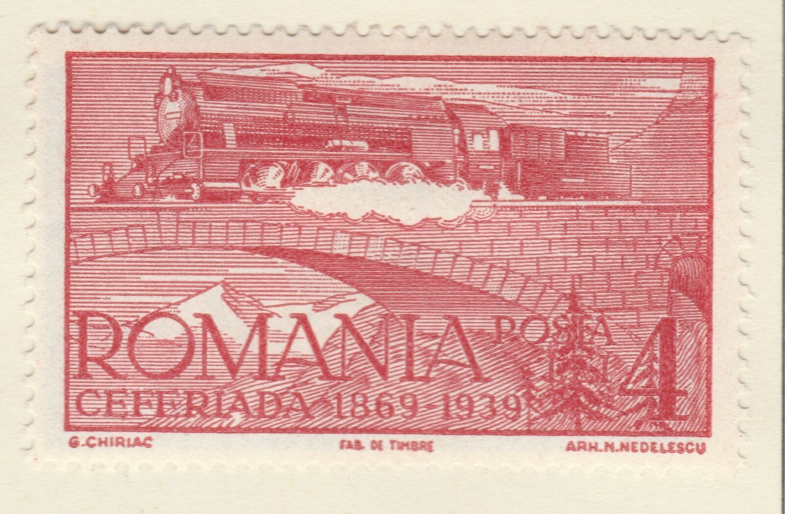ROMANIA 1939 Train 4L MH* Stamp A27P12F22652- | Europe - Romania, Stamp ...