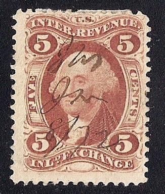 #R27C 5 cents Inland Exchange Revenue Stamp used F | United States ...