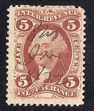 #R27C 5 cents Inland Exchange Revenue Stamp used F | United States ...