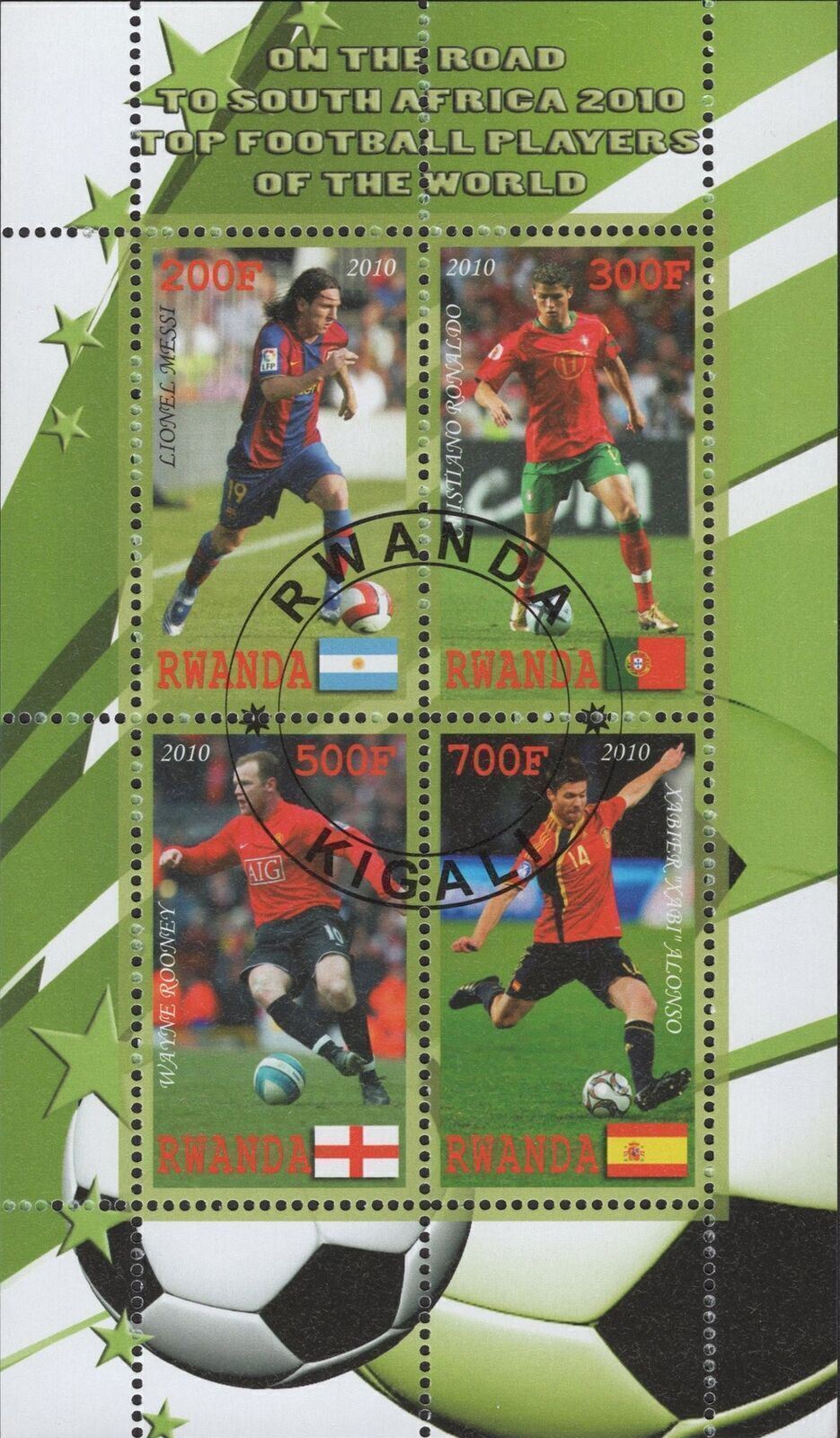 Soccer Sport Lionel Messi Cristiano Ronaldo Souvenir Sheet of 4 Stamps ...