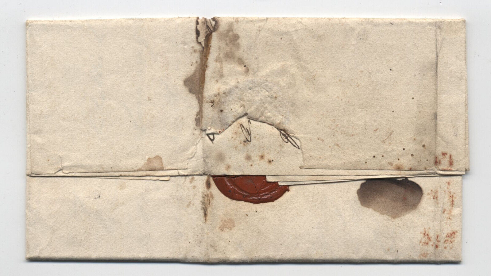 1820 Baltimore MD stampless folded letter to PA red CDS with ornament ...