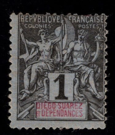 Diego-Suarez Scott 25 MH* NavCom stamp hinge remnant pencil mark on ...