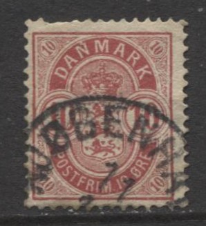 Denmark - Scott 45 - Definitive Issue -1895 - Used - Single 10s Stamp ...