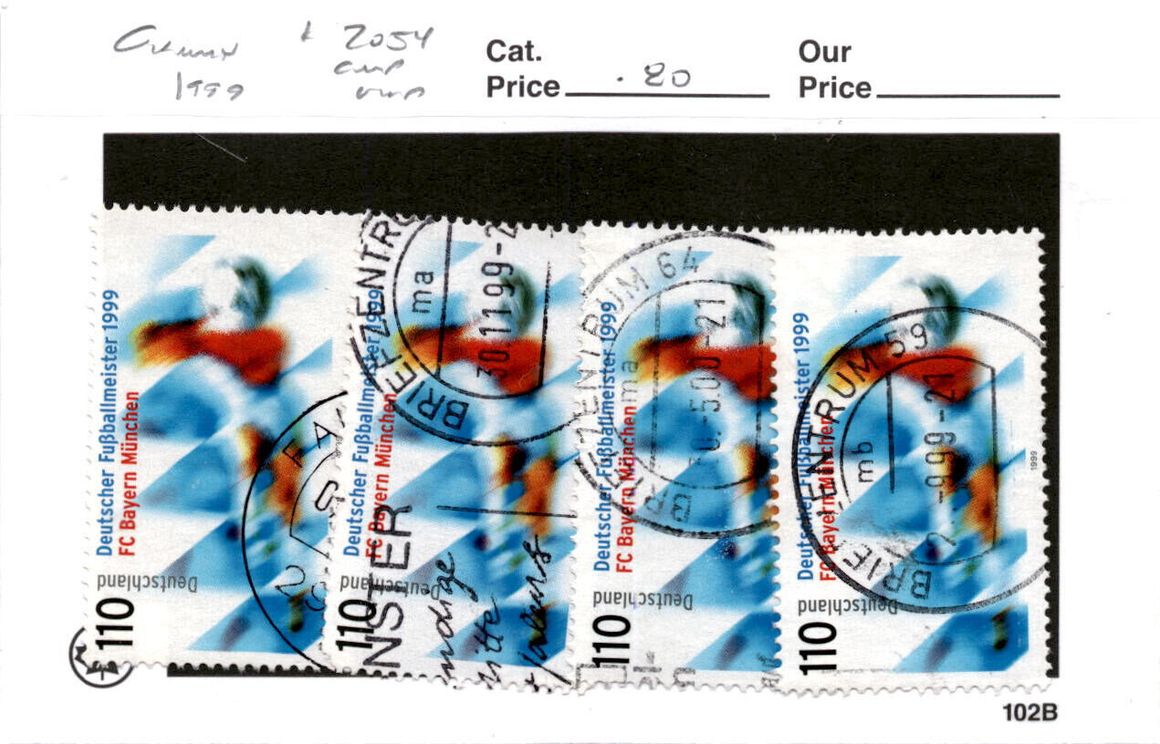 Germany, Postage Stamp, #2054 (4 Ea) Used, 1999 Bayern Mucchen (AB ...