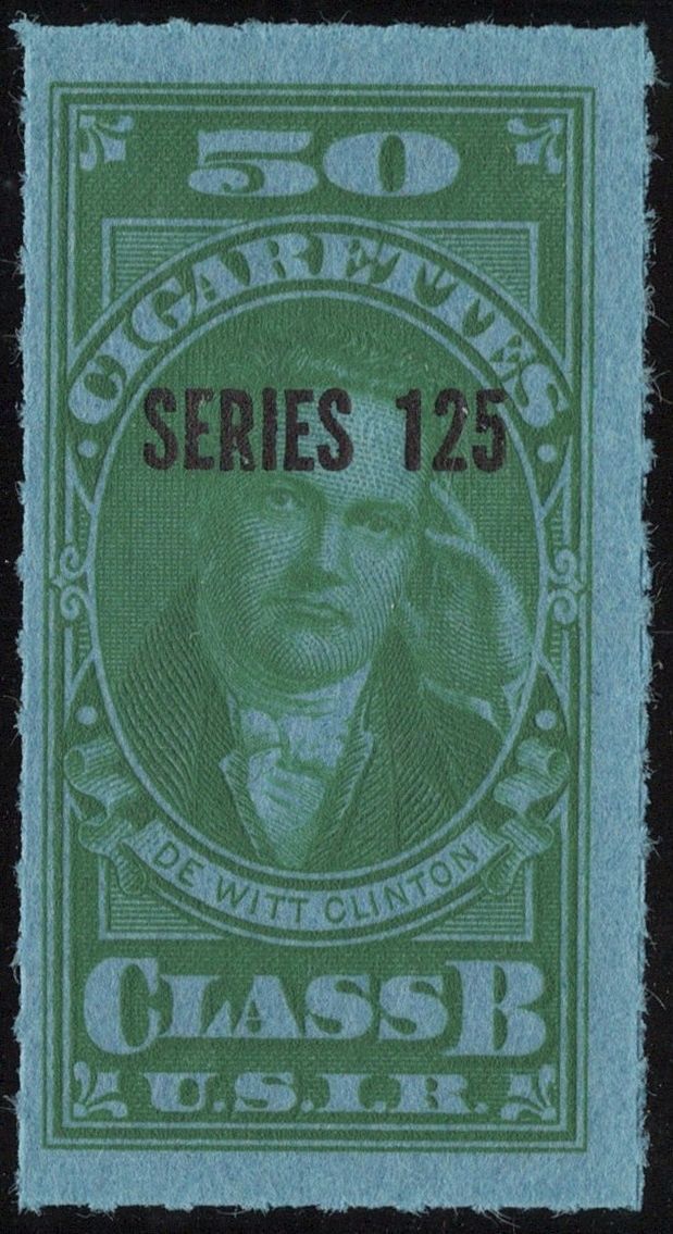 TB246a Series 125: Class B Cigarette Revenue Stamp: 50 Cigarettes (1955 ...