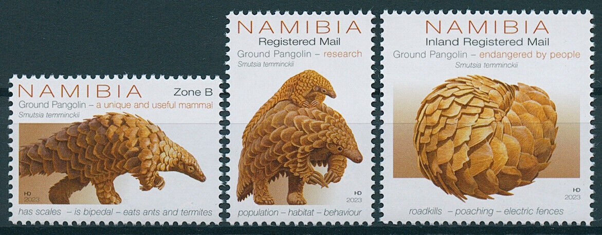 Namibia Stamps 2023 MNH Pangolins Ground Pangolin Wild Animals 3v Set ...