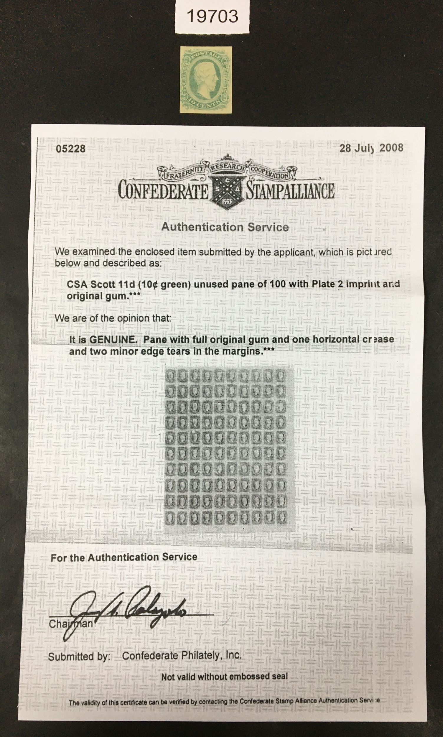 US Stamps CSA # 11d Mint OG NH POS.86 ***Csa Cert*** LOT #19703 ...
