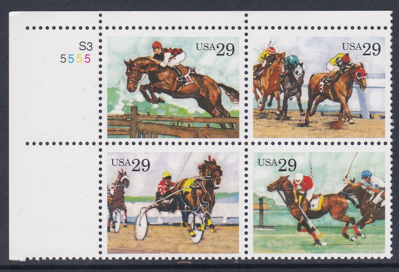 2759a Sporting Horses Plate Block MNH | United States, General Issue ...