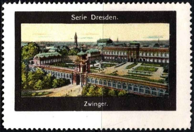 Vintage Germany Poster Stamp Dresden Series Zwinger Palace And Gardens ...