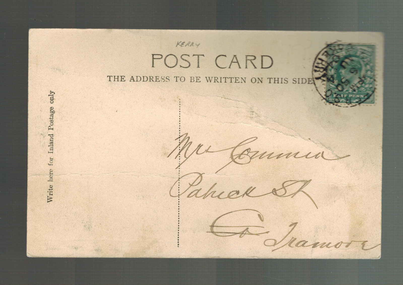 1904 Ireland Picture postcard Cover County Kerry to Iramore Kenmare ...