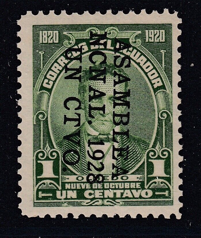 Ecuador 1928 1c on 1c Yellow Green Asamblea Ncnal O/P VLM Mint. Scott ...