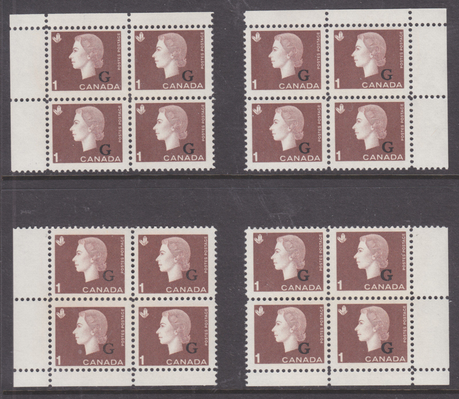Canada Sc O46-O49 MNH. 1963 Officials, Matched Set of Plate Blocks ...