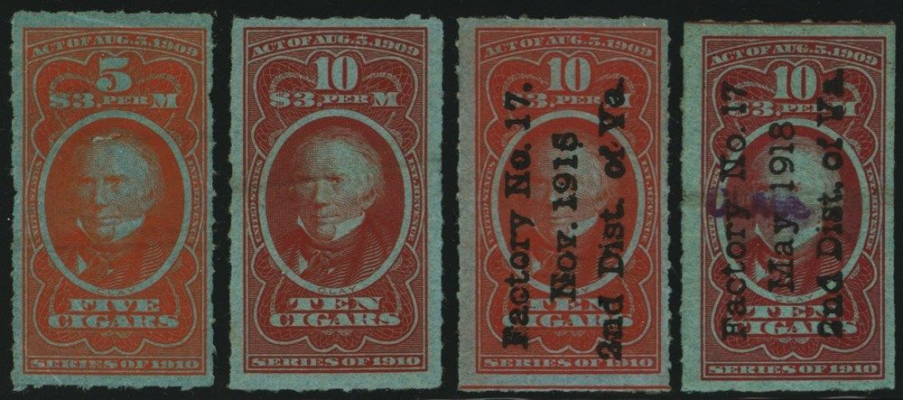 TC171//190, Four Different Cigar Tax Paid Stamps - Stuart Katz | United ...