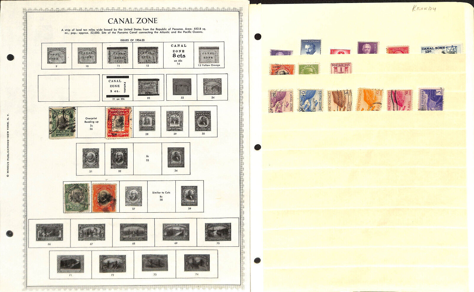 Canal Zone Stamp Collection on 6 Minkus Pages 1904 to 1958 | United ...
