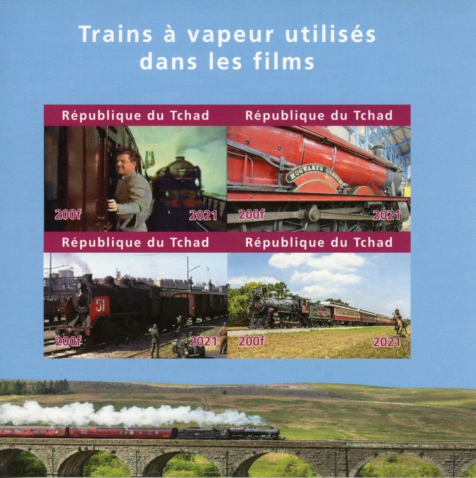 Chad Trains Stamps 2021 MNH Steam Locomotives Film Hogwarts Express 4v ...