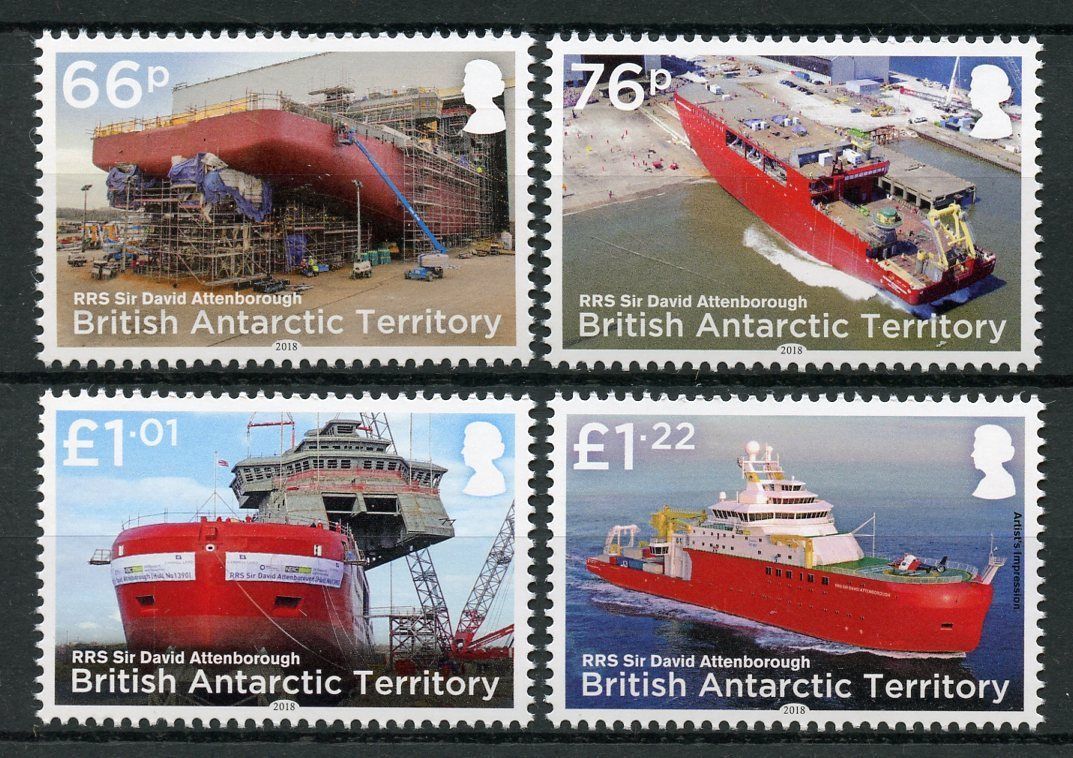 BAT Brit Antarctic Ter Ships Stamps 2018 MNH RRS David Attenborough ...