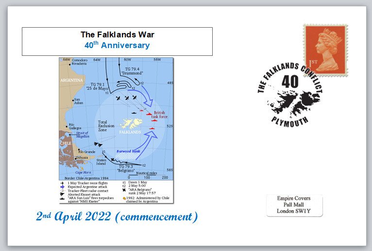 GB 2022 40th anniversary falklands war militaria maps postcard #5 ...