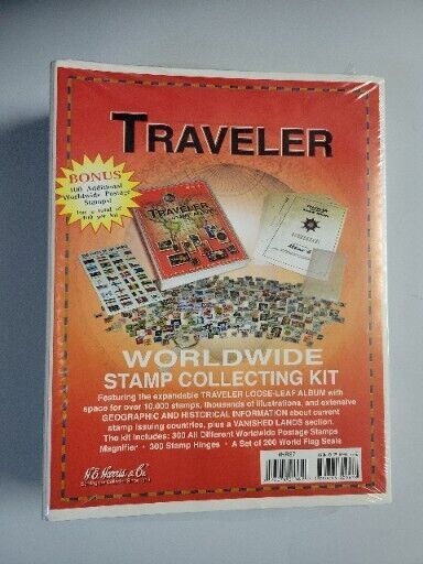HE Harris Traveler Worldwide Stamp Collecting Kit Album 3-Ring Binder ...
