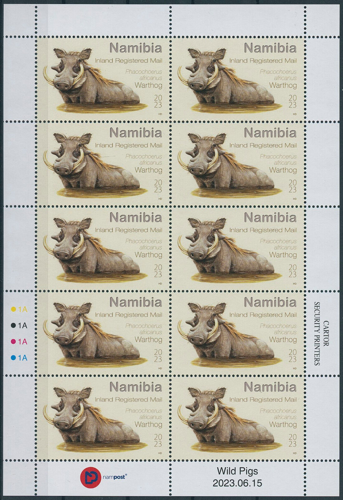 Namibia Stamps 2023 MNH Wild Pigs Warthog Bushpig Wild Animals 2x 10v M ...