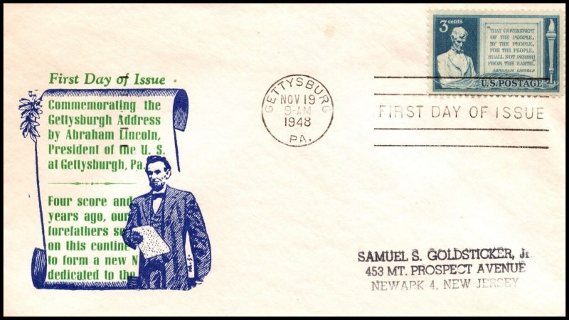 Scott 978 3 Cents Gettysburg Unknown FDC Typed Address Planty 978-46 ...