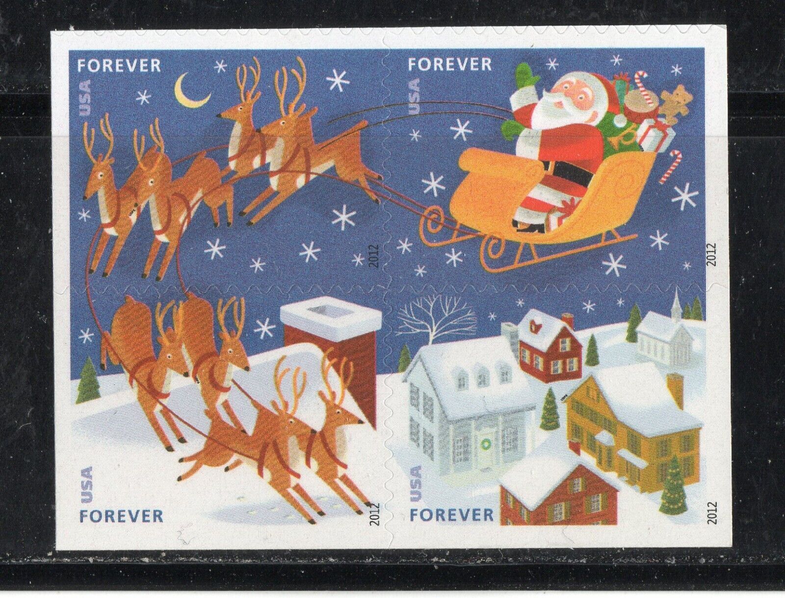 4712 - 4715 * Christmas Santa & Sleigh * U,S, Postage Stamp Block MNH ...