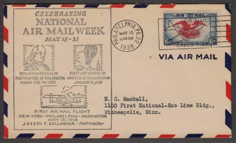 1938 National Air Mail Week NAMW Philadelphia Pennsylvania PA official ...