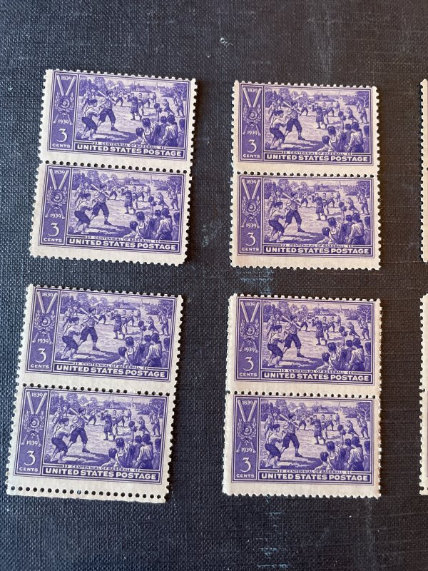 Scott#855 (6) pairs 1939 100 year anniversary of baseball | United ...