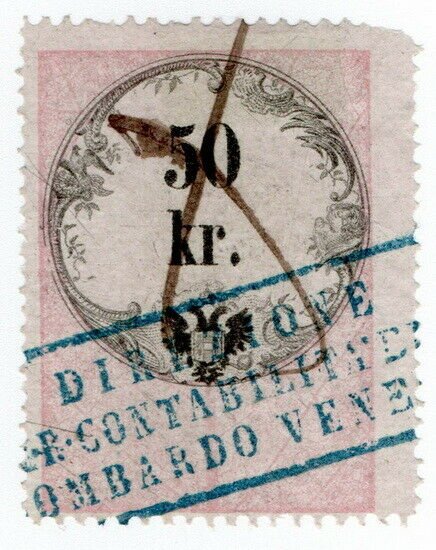 (I.B) Austria/Hungary Revenue : Stempelmarke 50kr (Lombardy-Venetia ...