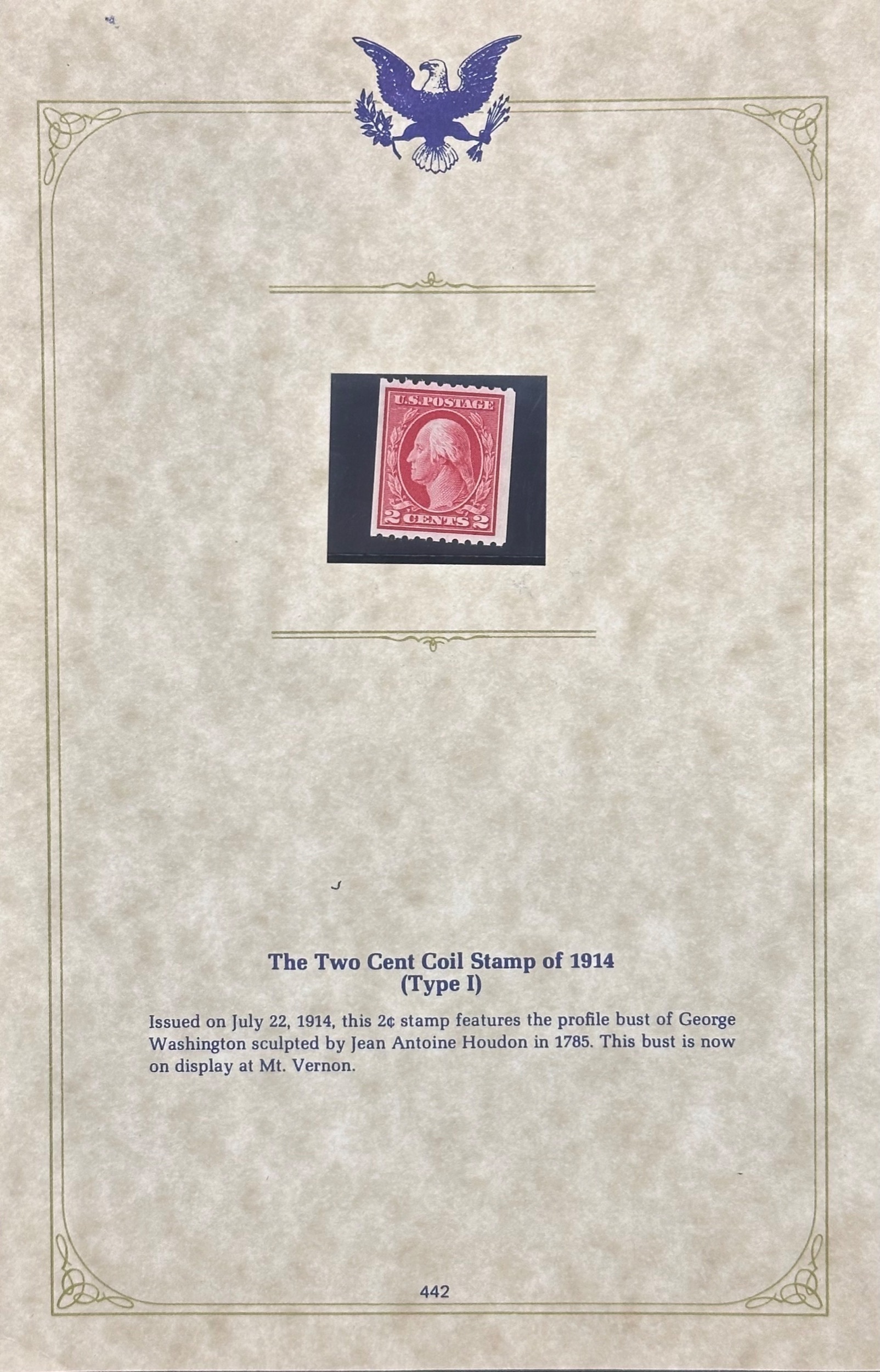 #442 The 2¢ Coil Stamp of 1914 - Carmine - Mint (NH) - Type 1 | United ...