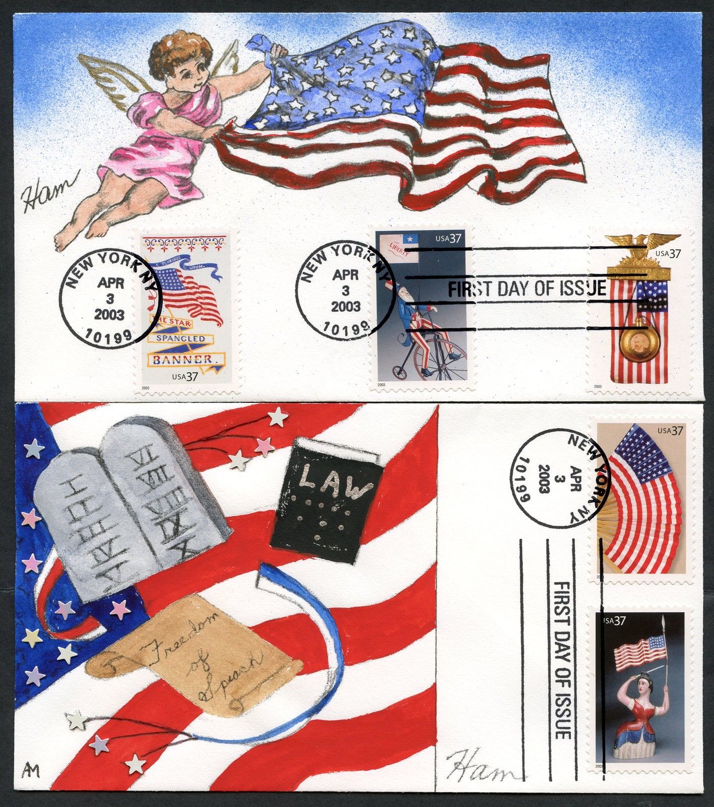 #3776-3780 (2) Diff. FDC Cachet HAM Hand Painted Bp0905 | United States ...