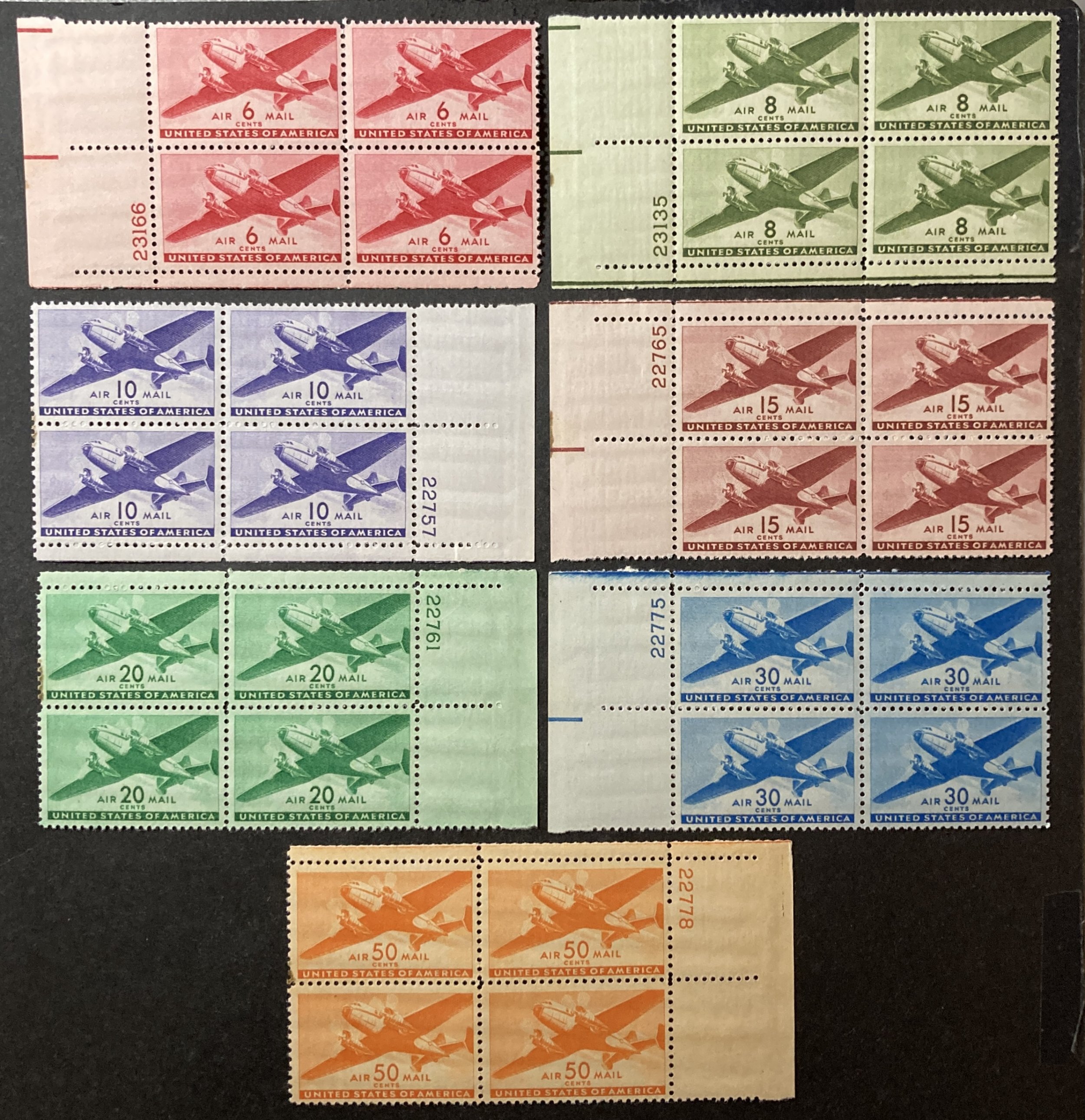 U.S. 1941-44 #c25-31 PB, Twin Motor Transport, **MNH**(2 pics ...