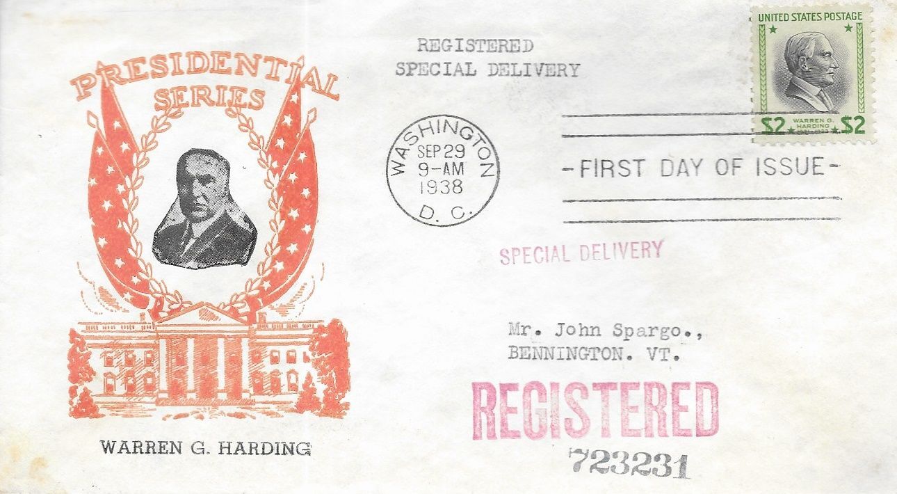 1938 Prexie FDC, #833, $2 Warren G. Harding, Cachet Craft | United ...