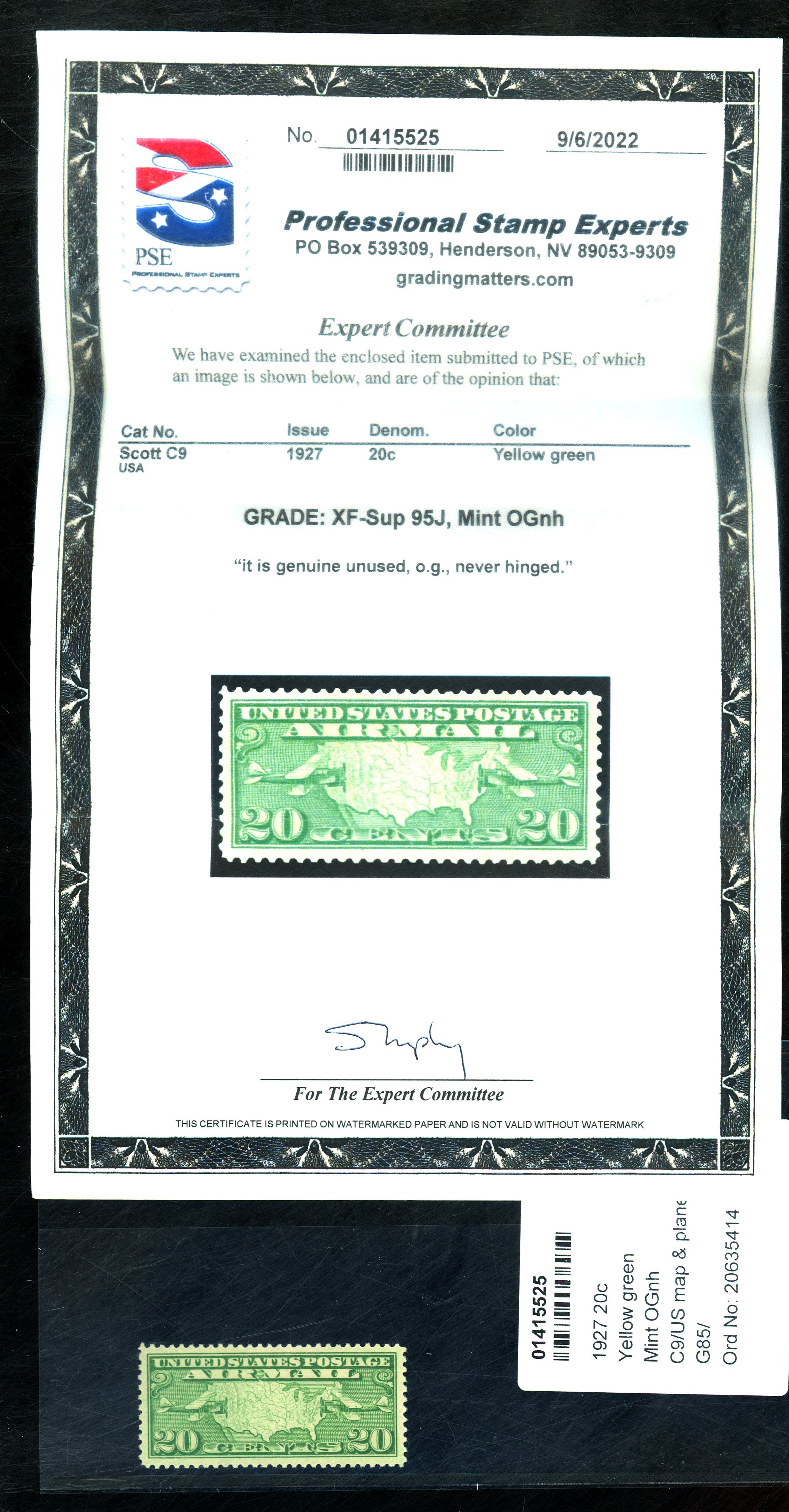 C9 Mint PSE Cert Xf-Sup 95j OG NH Cat $90 | United States, Air Mail ...