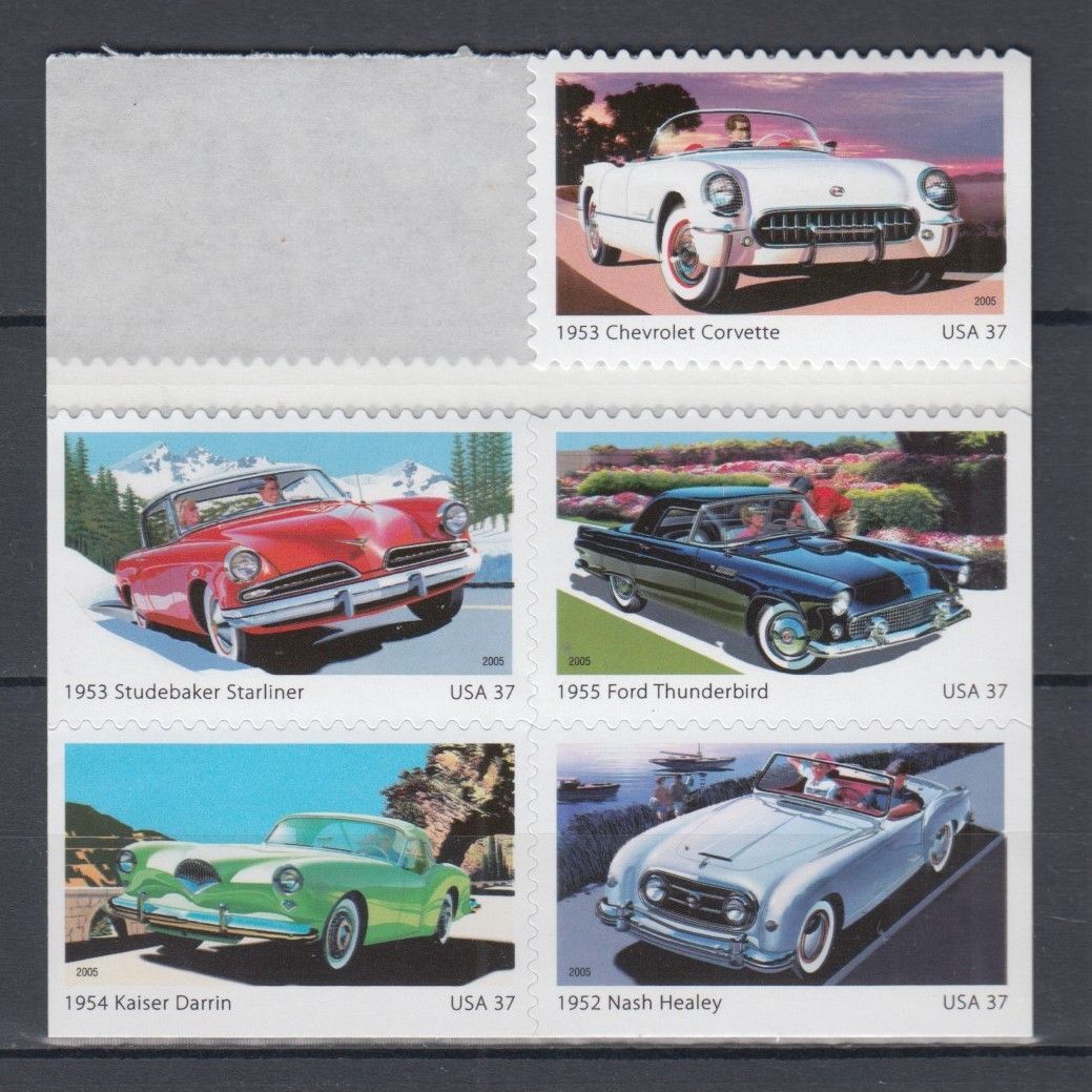 USA #3931-35 50's Sporty Cars Full Set of 5 Stamps from Booklet MNH ...