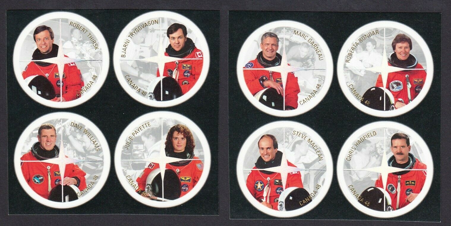 CANADIAN ASTRONAUTS = SPACE = 2 Blocks of 4 Canada 2003 #1999a-h MNH ...