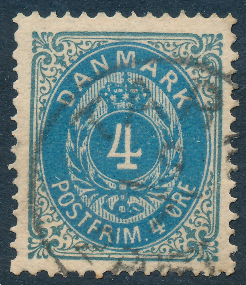 Denmark Scott 26e (AFA 23y), 4ø slate blue/blue Bicolour, F-VF Used ...
