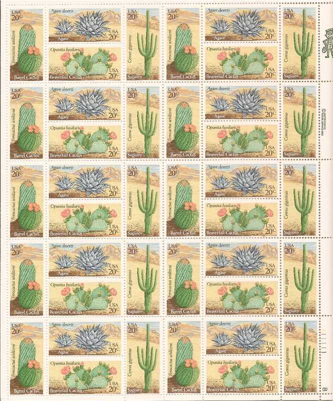 US Stamp - 1981 Desert Plants - 40 Stamp Sheet - #1942-5 | United ...