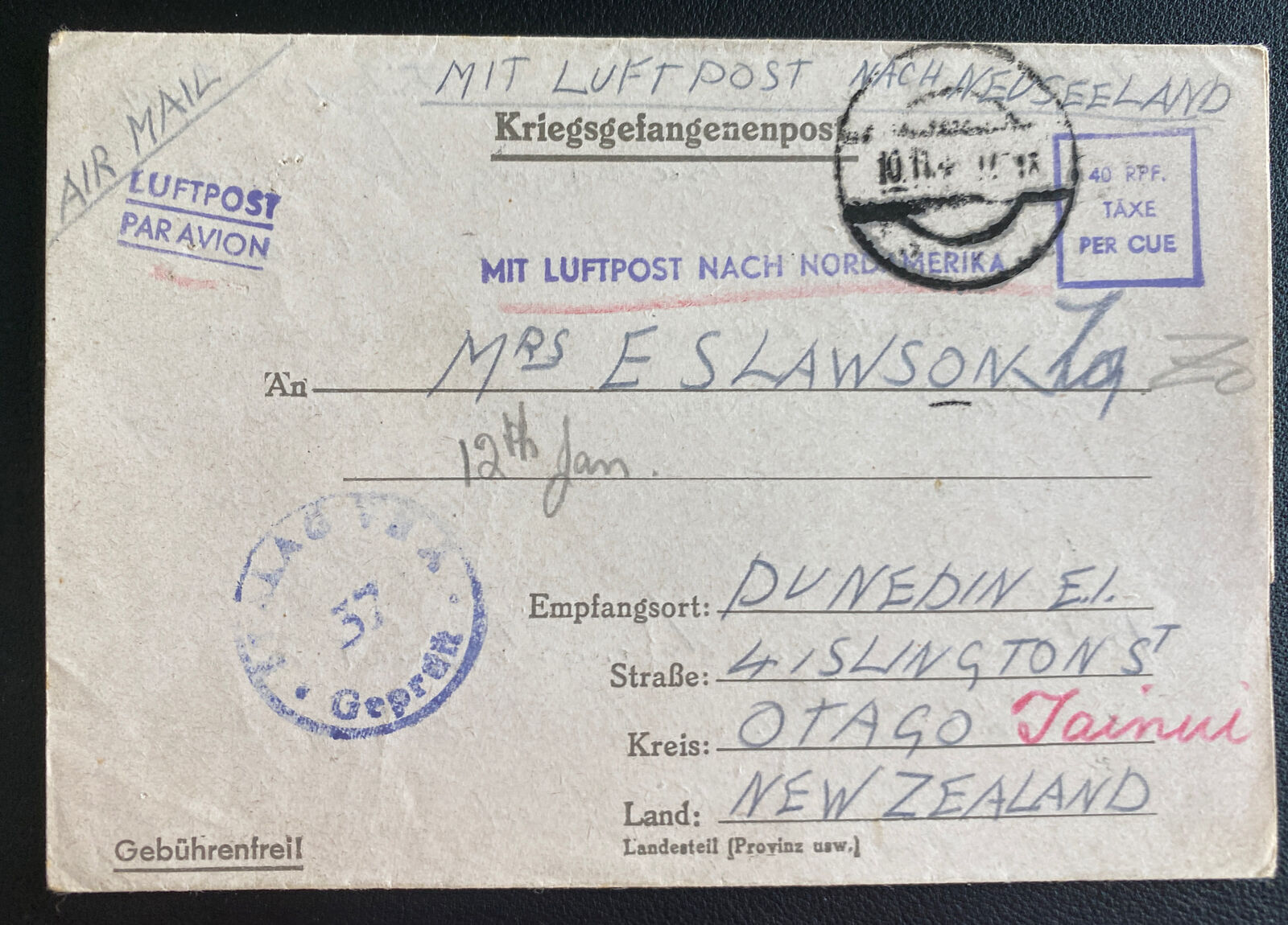 1944 Germany Stalag 7A Prisoner of War POW Letter S Cover to New ...