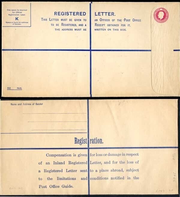 RP45 KGV 4 1/2d Puce Registered Envelope size K Used | United States ...