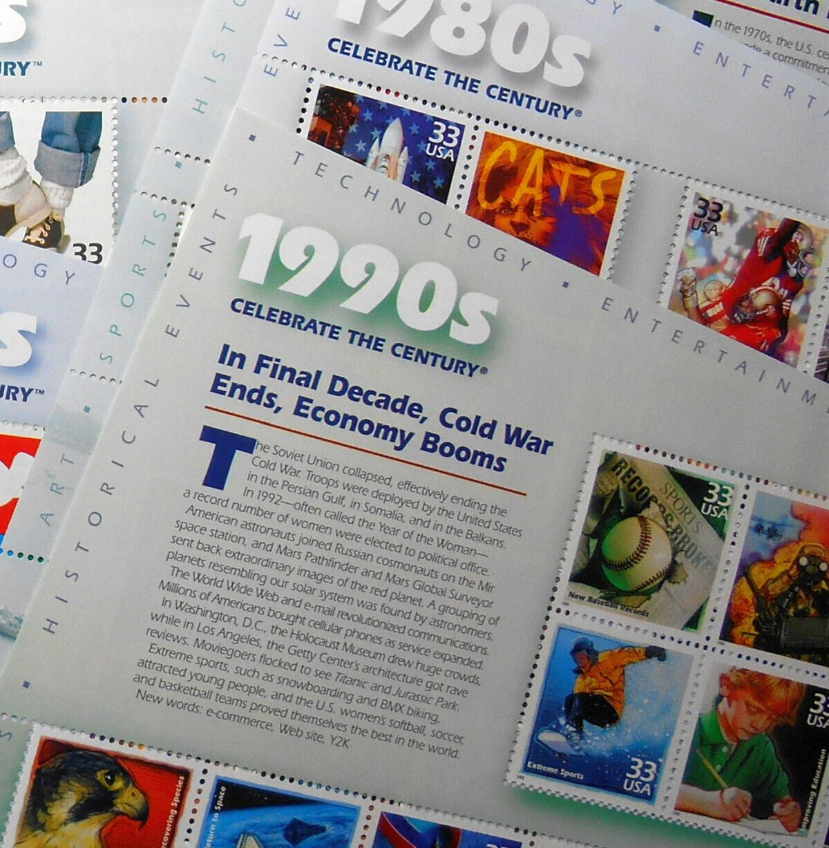 1998 CTC Celebrate the Century Sc 3182-3191 set of 10 MNH sheets of 15 ...