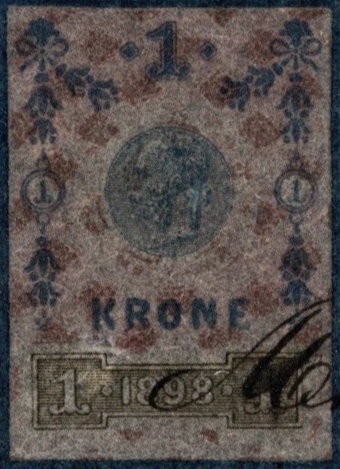 1898 Austria Hungary Revenue 1 Krone Pelure Paper Duty Stamp Used ...